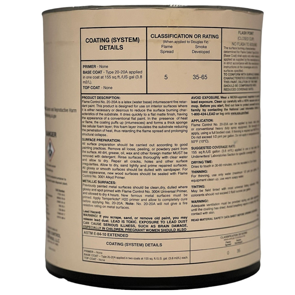 Flame Control 20-20A, Water-Based Intumescent Fire Retardant Paint ...